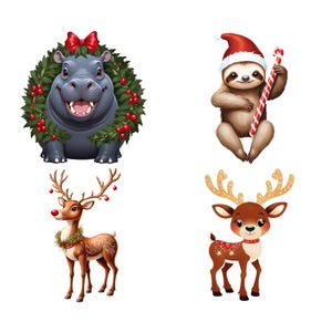 Christmas Safari Animals Clipart: Holiday Nursery Decor (digital ...