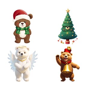 Christmas Bear PNG Clipart Bundle, Cute Santa Bear Holiday Nursery ...