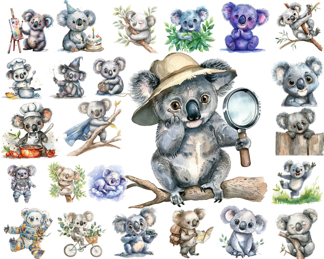 Watercolor Koala Clipart Bundle, Nursery Art (digital Download) - Etsy