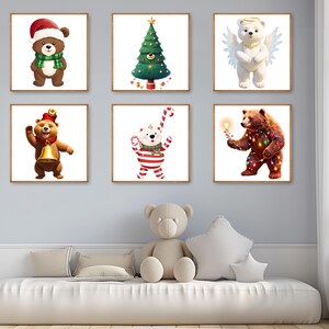 Christmas Bear PNG Clipart Bundle, Cute Santa Bear Holiday Nursery ...