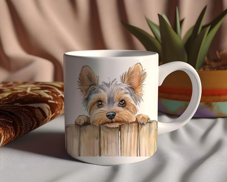 Watercolor Yorkie Peeking PNG Clipart Bundle: Commercial Use - Etsy