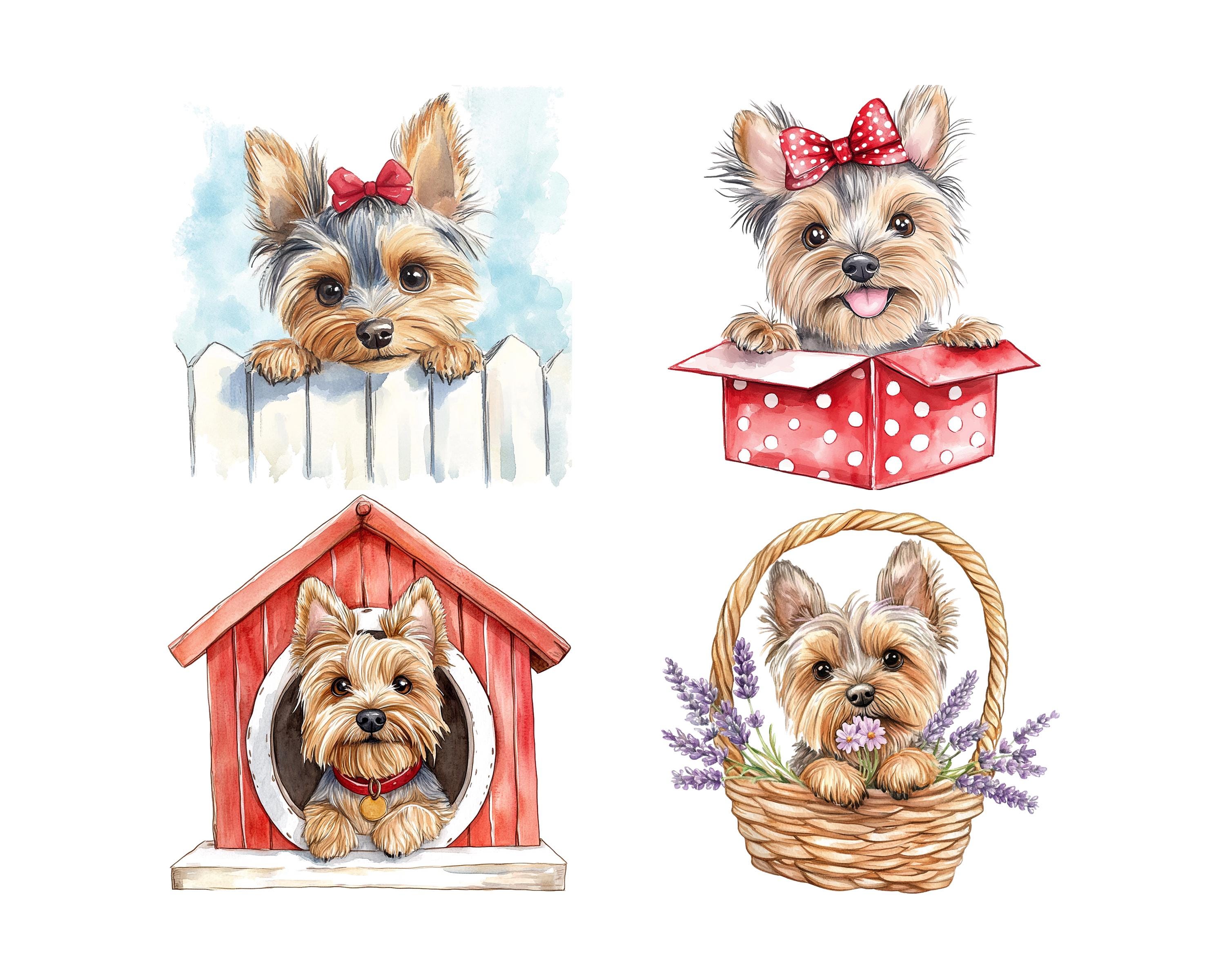 Watercolor Yorkie Peeking PNG Clipart Bundle: Commercial Use - Etsy