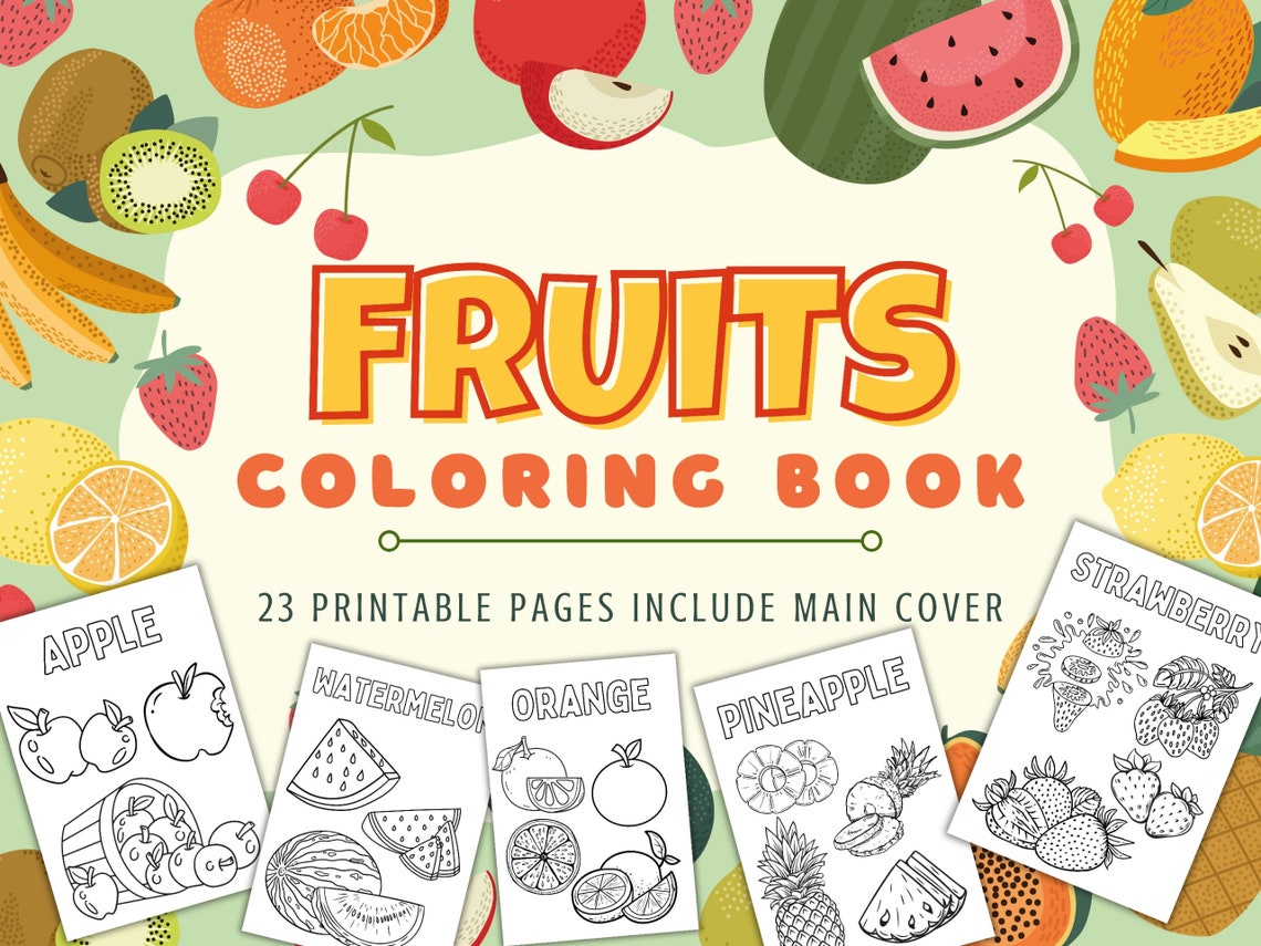 Fruits Coloring Book Pdf Printable,coloring Book,buku Mewarna, Buku ...