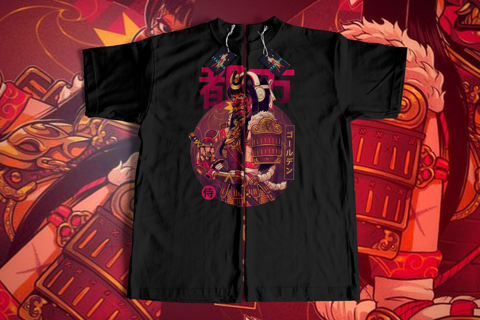 Japanese Samurai Anime T-shirt Retro Style , Graphic Samurai Shirt ...