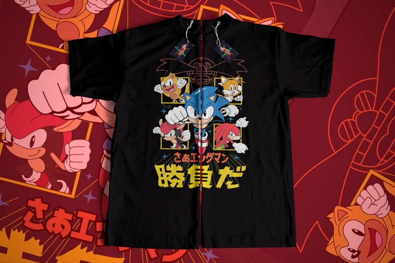 Sonic Retro Inspired Japanese Anime Shirt, the Hedgehog T-shirt, Sonic ...