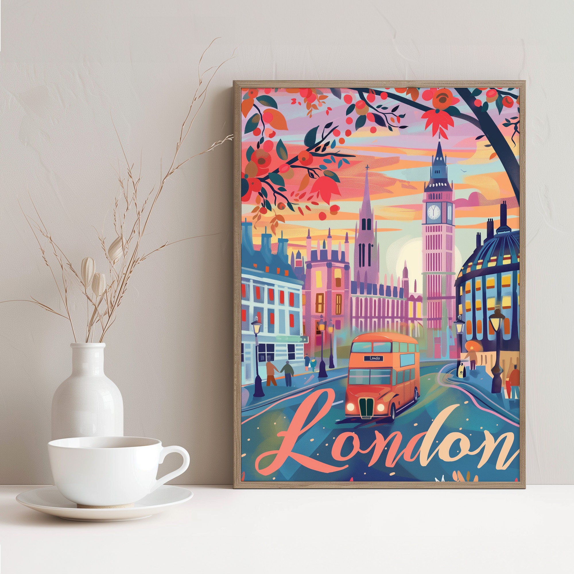 Vintage London Travel Poster - Colorful London Wall Art - Retro Great ...