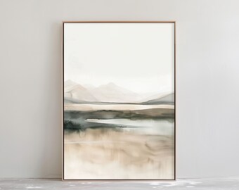 Japandi Long Narrow Wall Art Print Textured Cream Neutral Abstract Japanese Artwork Wabi Sabi ...