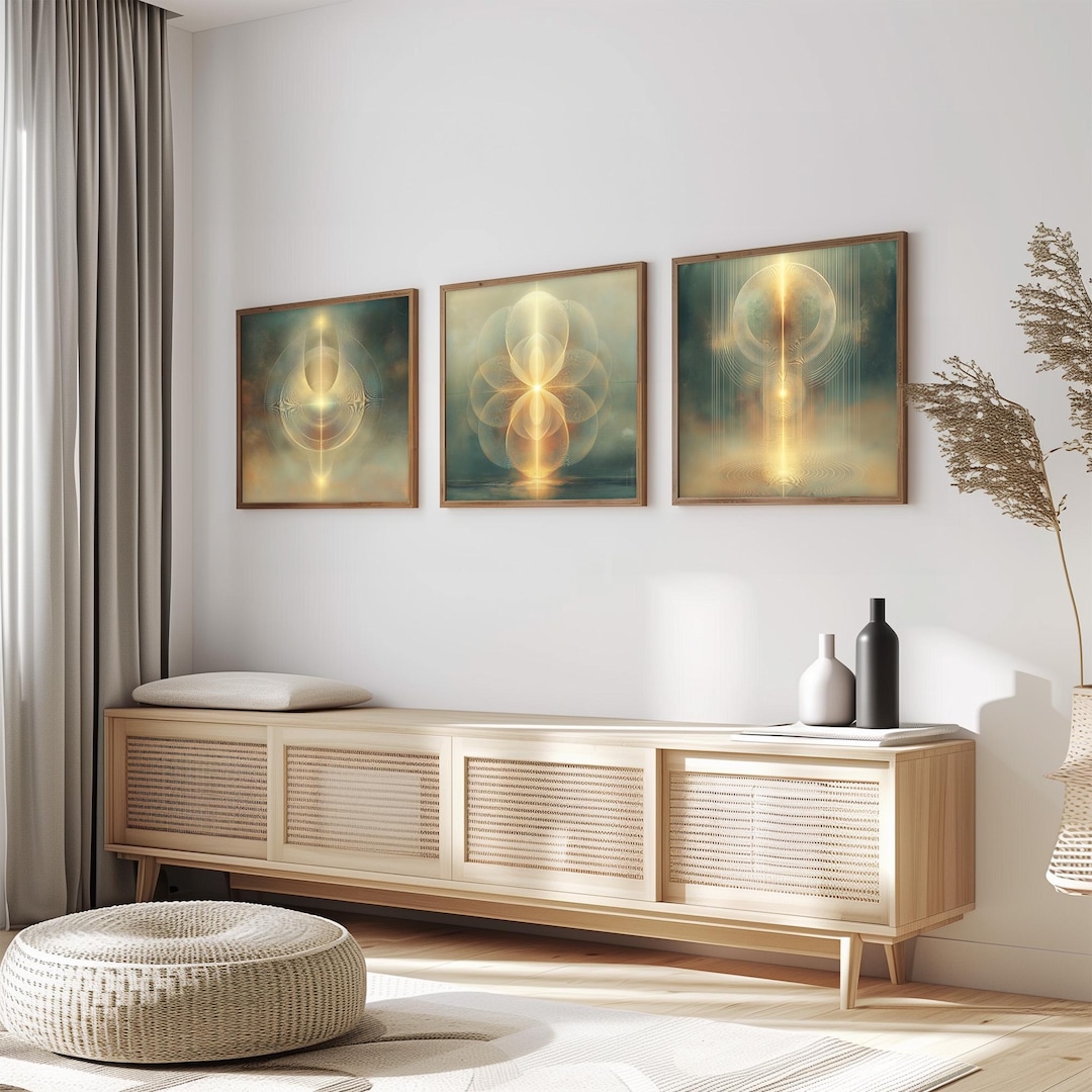 3-piece Sacred Geometry Digital Wall Art | Reiki Energy Healing Decor ...