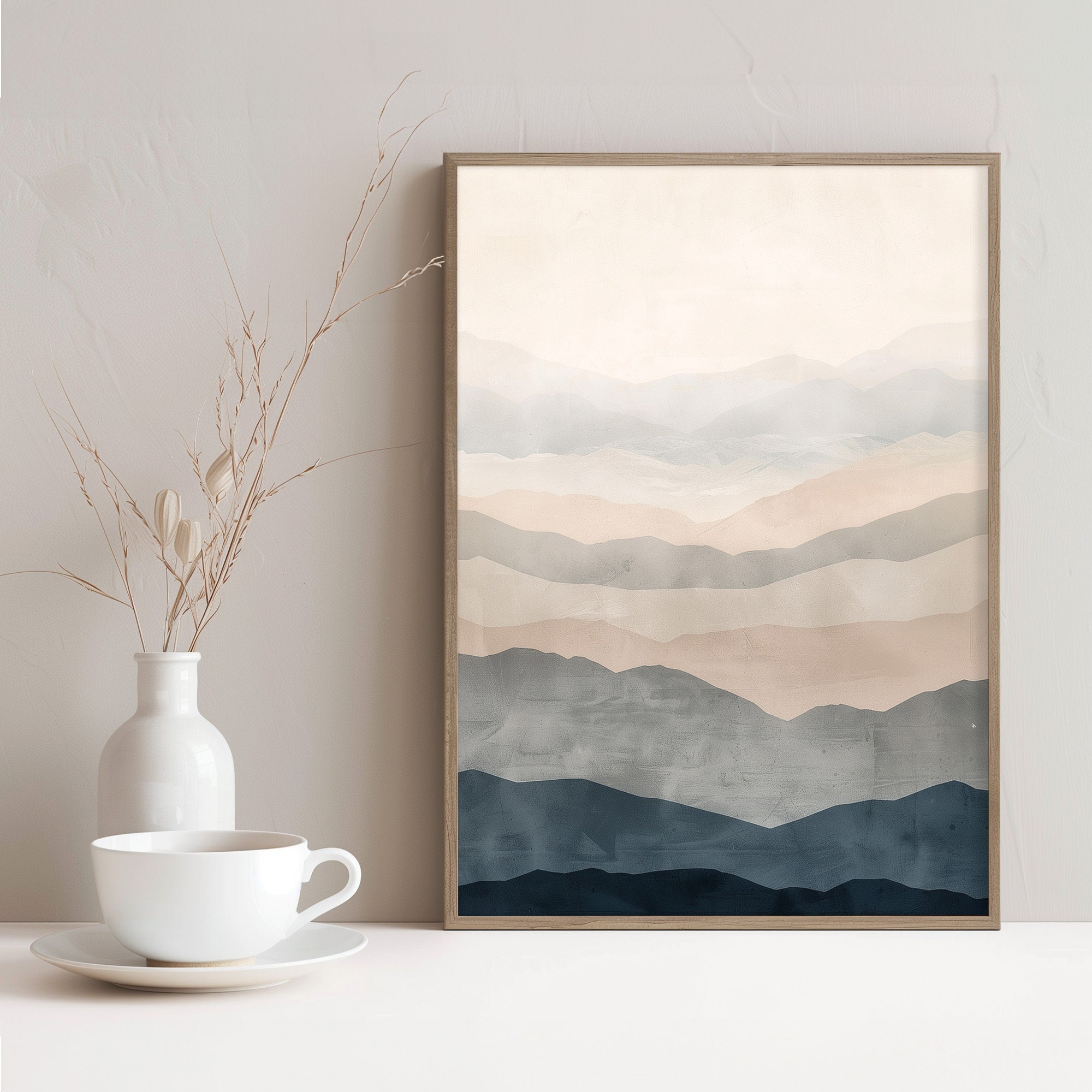 Japandi Watercolor Wall Art Print Abstract Japanese Landscape Modern ...