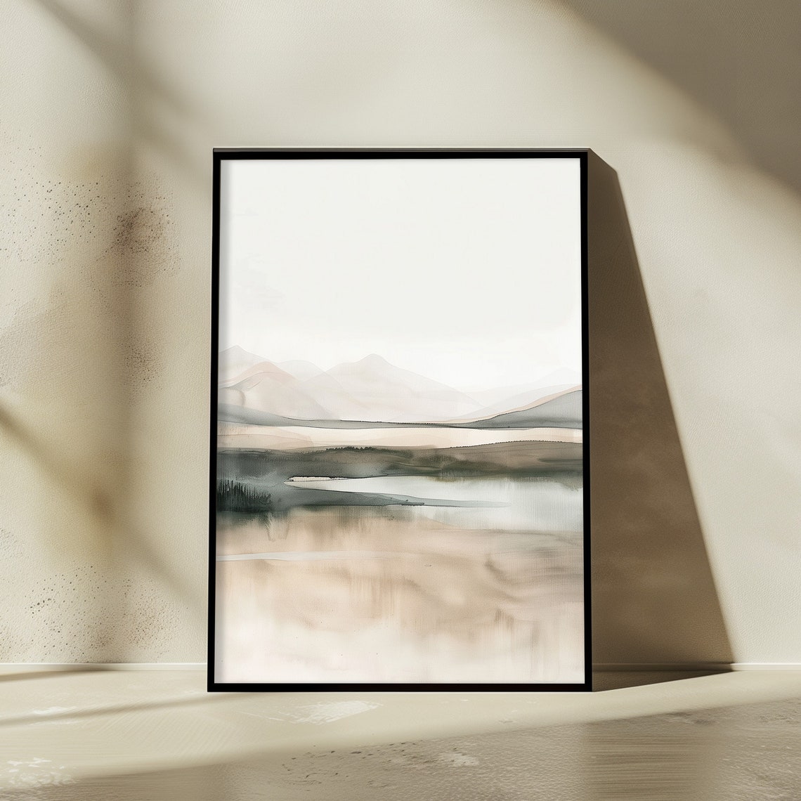 Japandi Watercolor Wall Art Print - Abstract Japanese Landscape ...