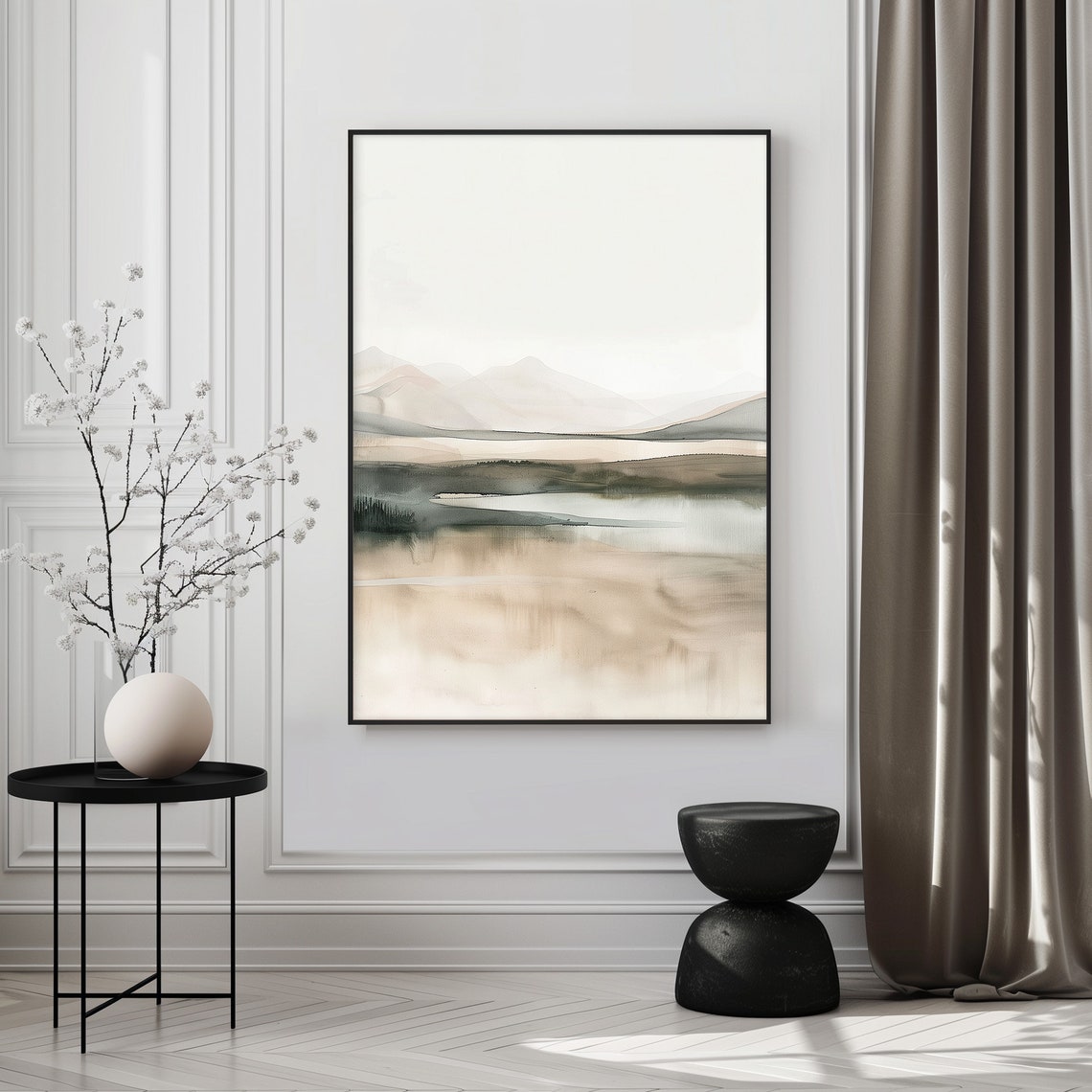Japandi Watercolor Wall Art Print Abstract Japanese Landscape Modern ...