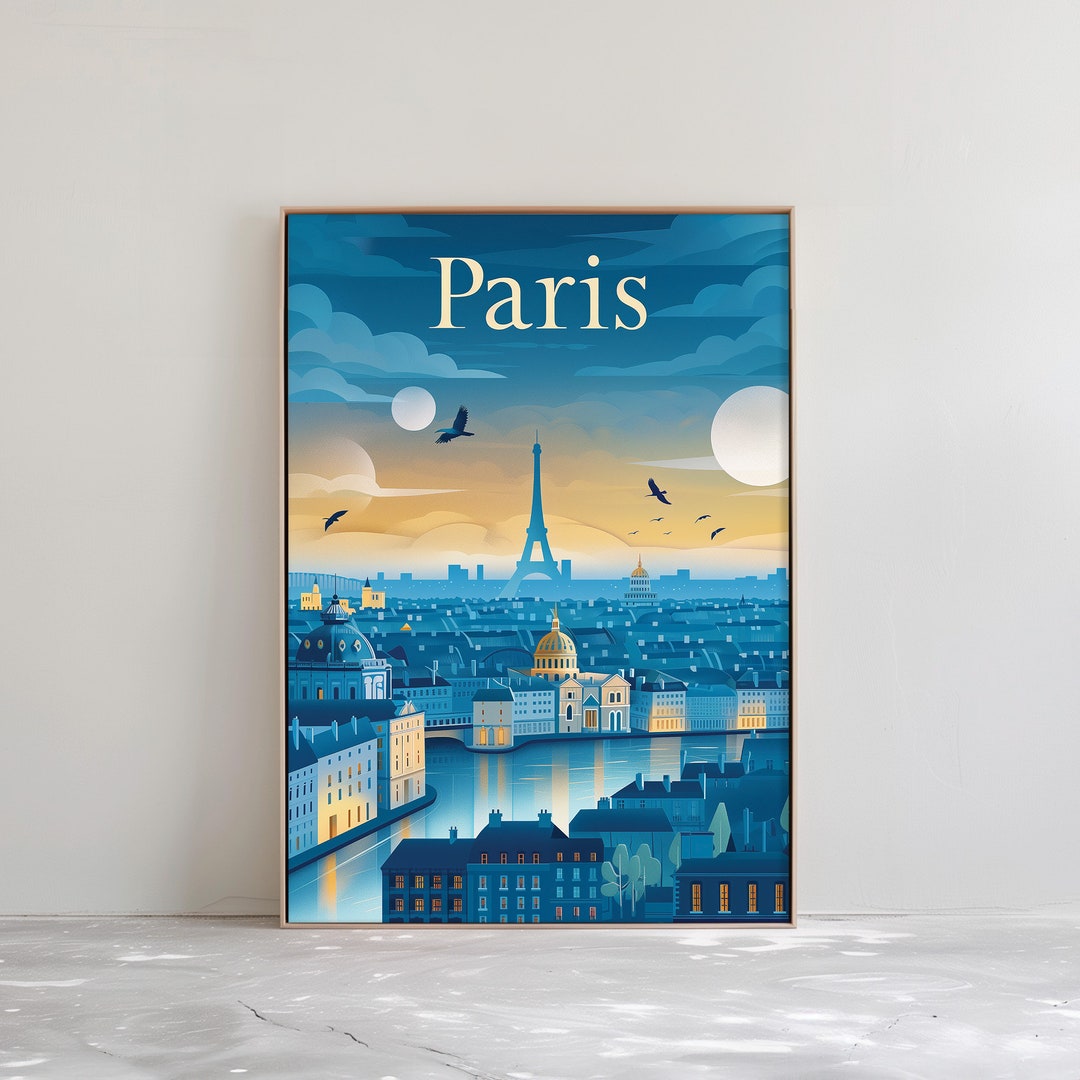 Paris Travel Poster - Colorful Paris Wall Art - France Travel Gift ...