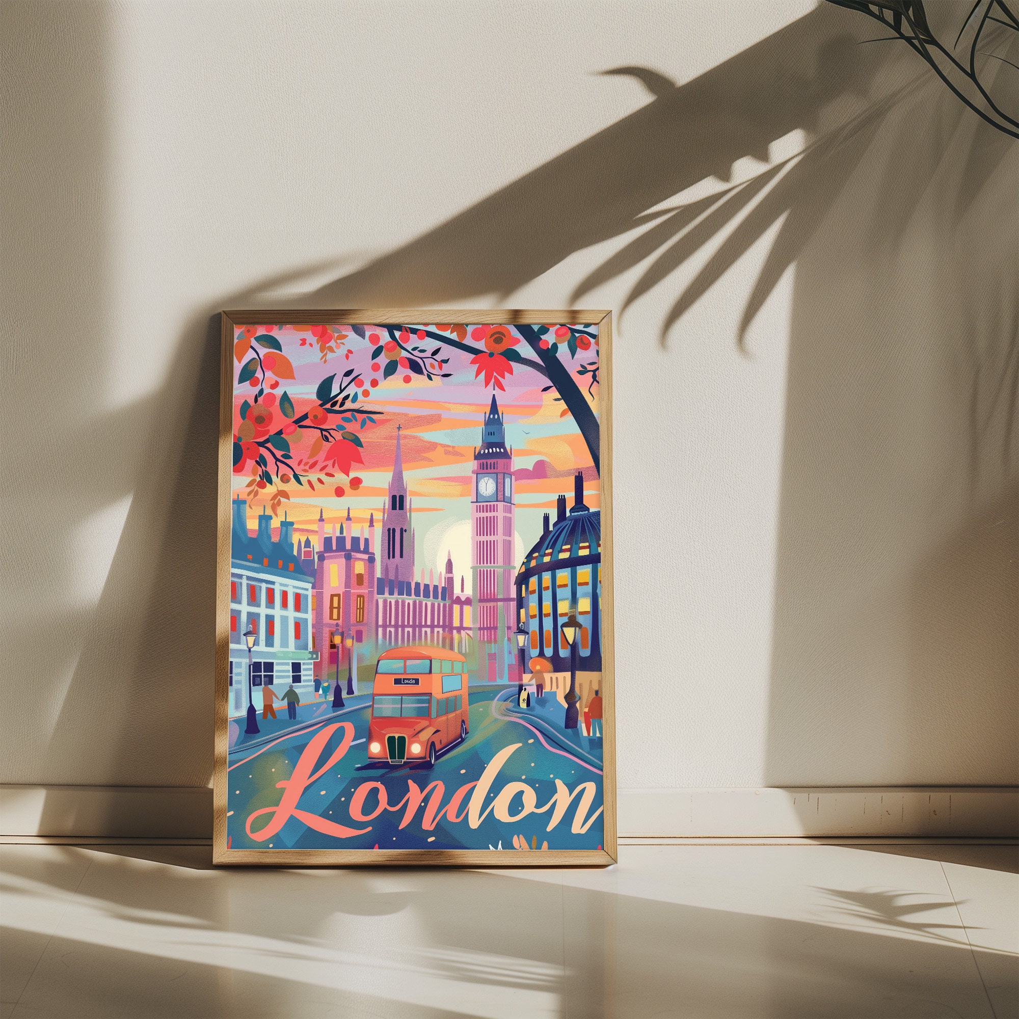 Vintage London Travel Poster - Colorful London Wall Art - Retro Great ...