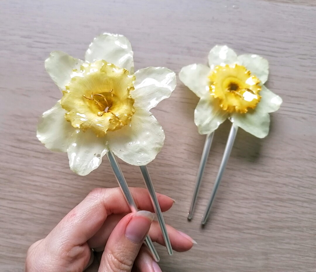 Real Flowers Hair Pins - Daffodil Hair Pin - for Brides and Bridesmaids ...