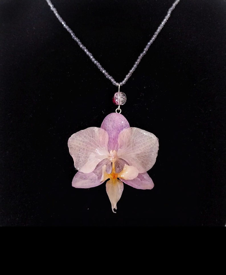 Real Orchid Necklace - Preserved Orchid With Glass Beads - Unique Gift ...