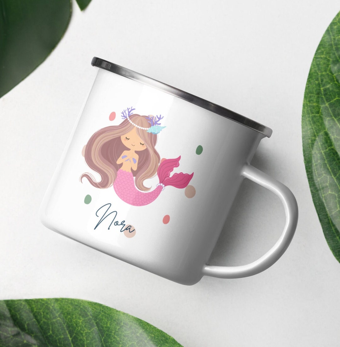 Maritime Enamel Mug With Children's Design, Personalized Children's ...