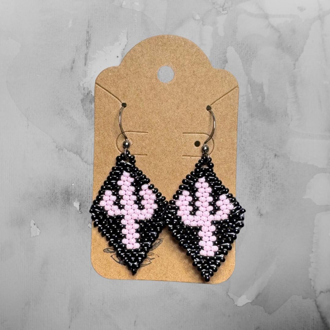 Hand Made Beaded Cactus Earrings - Etsy