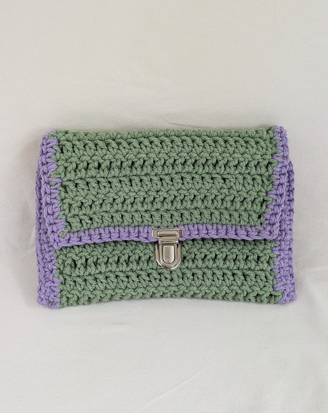Sage Green and Lilac Crochet Purse With Silver Clasp - Etsy