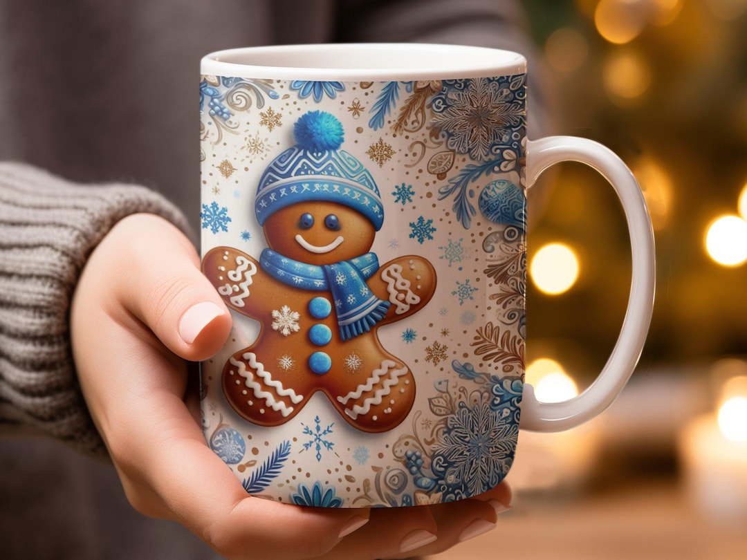 Christmas Gingerbread Man Mug, Festive Holiday Mug, Cute Gingerbread ...