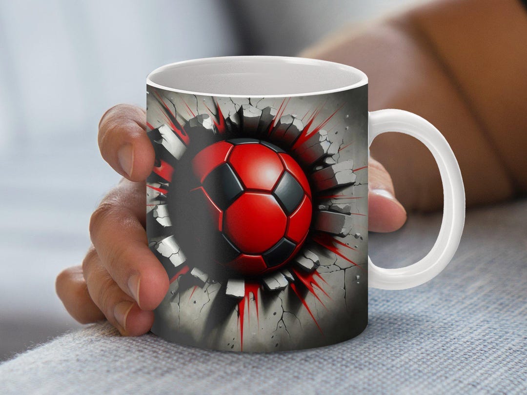 Soccer Ball Shattering Wall Mug, Unique Sports Coffee Mug, 15oz and ...