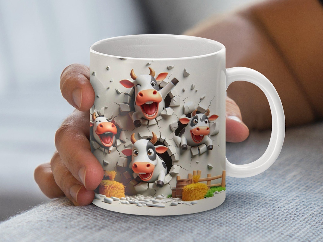 Funny Cow Mug, Cute Cow Design Ceramic Mug, Farm Animal Coffee Mug ...