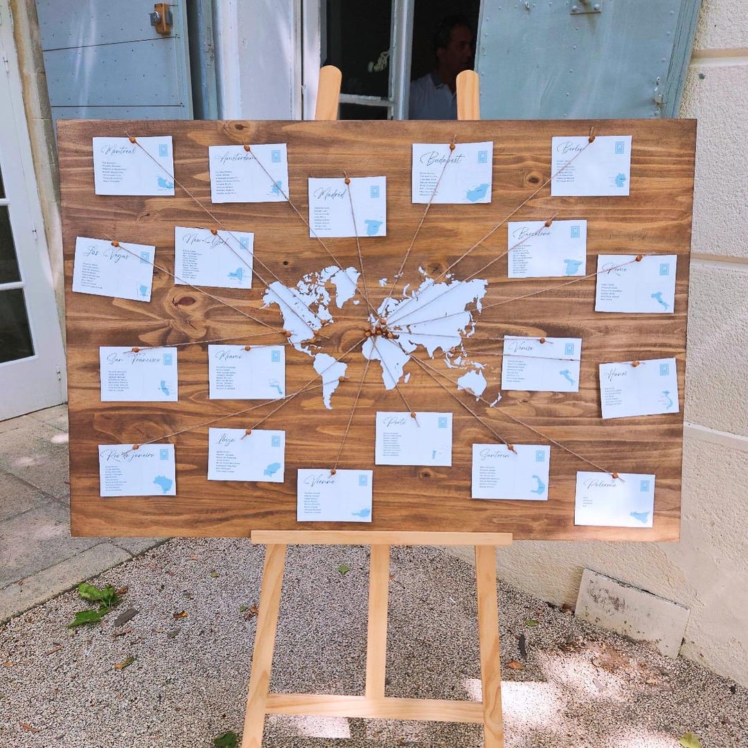 World Map Table Plan Panel - Etsy