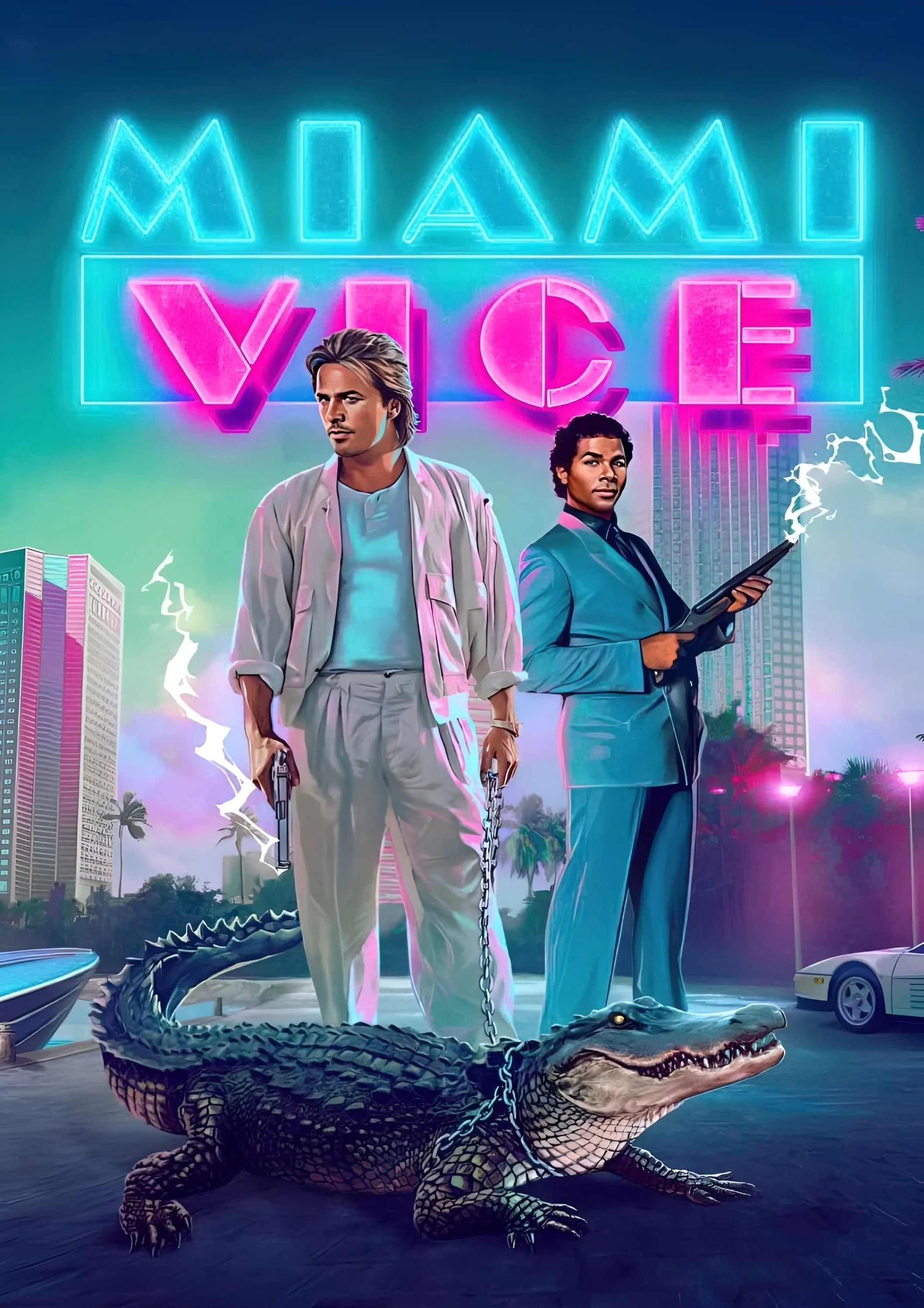Miami Vice 1984 Cult 80's TV Series Poster Canvas Matte Silk A1 A2 A3 ...