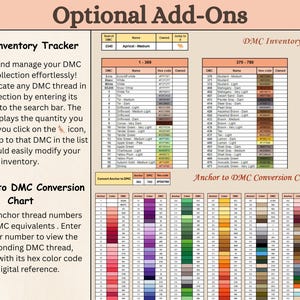 Google Sheets Cross Stitch Planner Spreadsheet With DMC Anchor ...