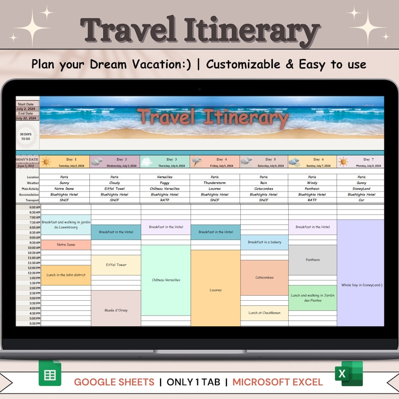 Simple Travel Template - Etsy