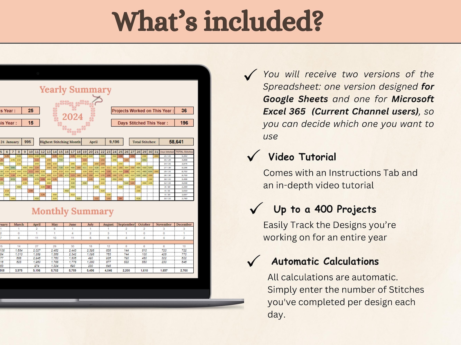 Google Sheets Cross Stitch Planner Spreadsheet With DMC Anchor ...
