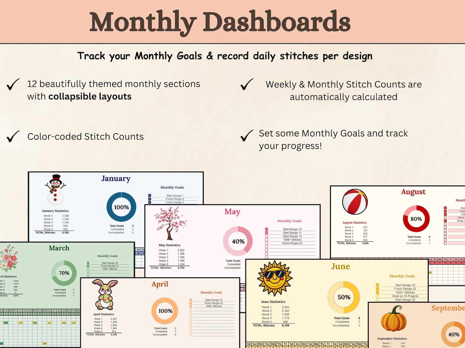 Google Sheets Cross Stitch Planner Spreadsheet With DMC Anchor ...