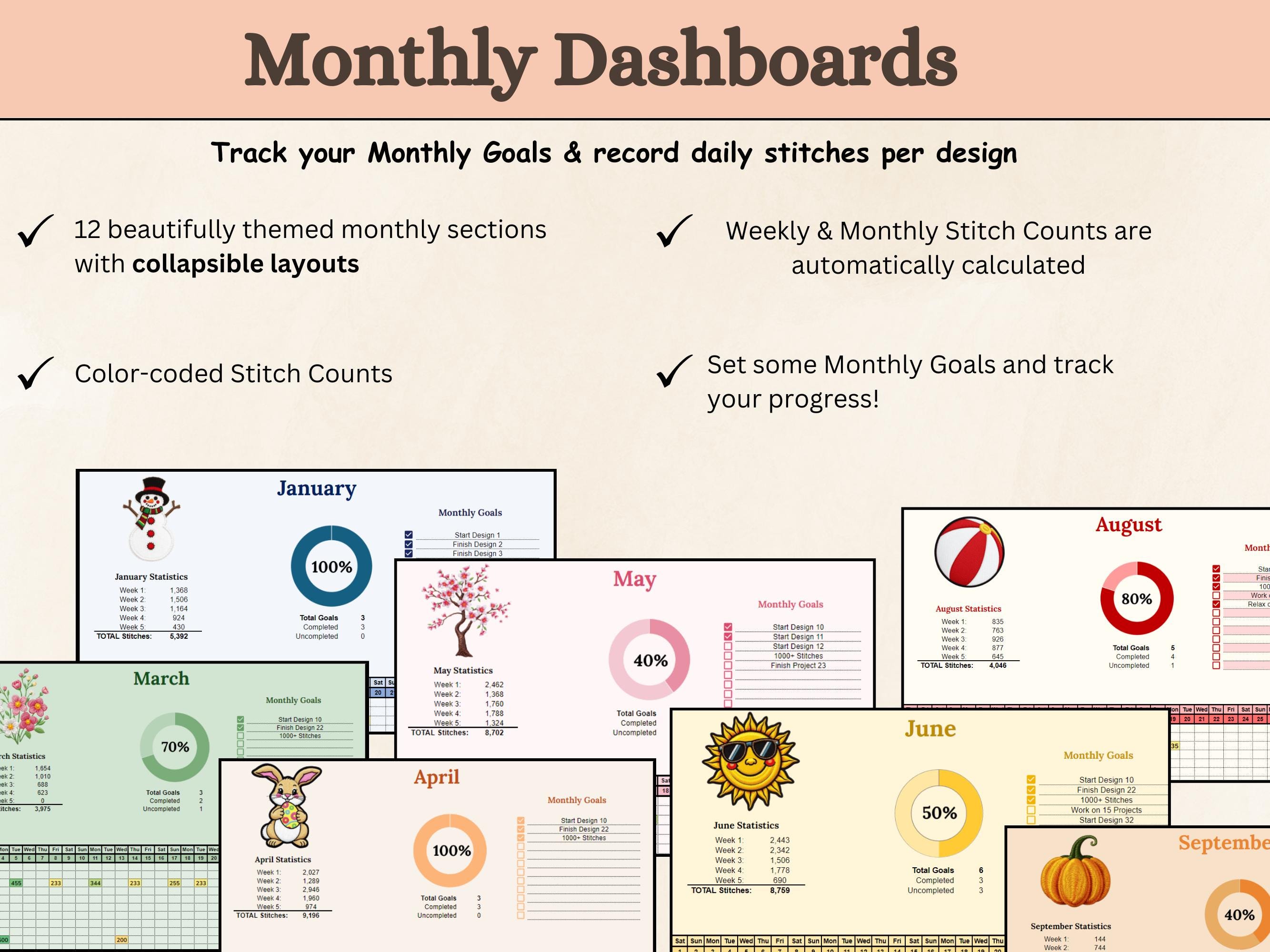Google Sheets Cross Stitch Planner Spreadsheet With DMC Anchor ...