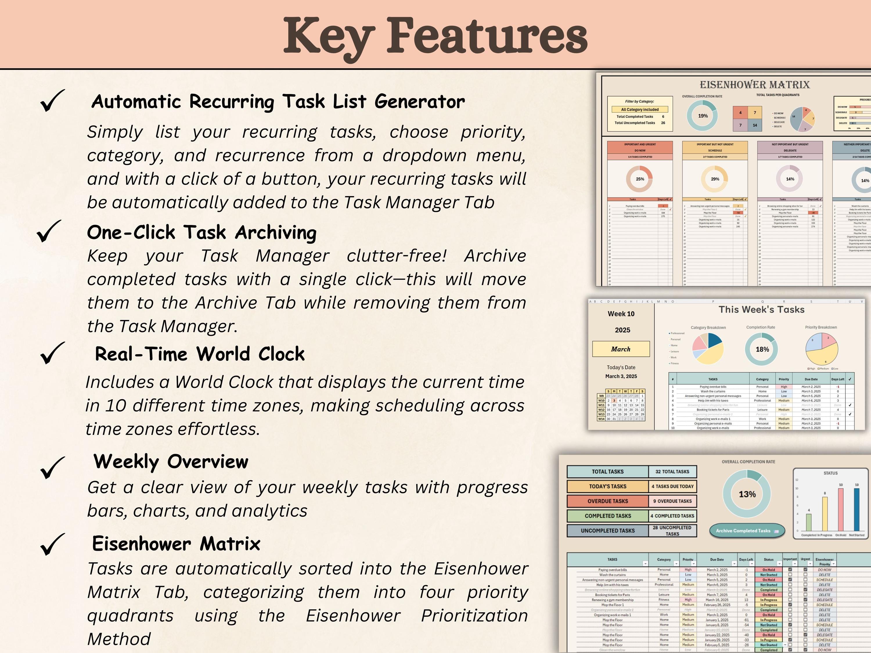 Recurring Task Tracker Excel 365 Spreadsheet, Weekly to Do List Google ...