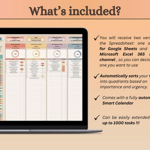 Excel 365 Task Priority Tracker Eisenhower Matrix Google Sheets Urgent ...