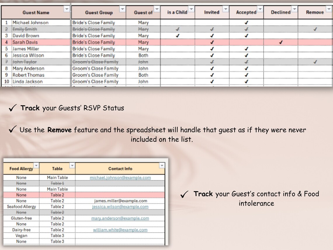 Wedding Guest List Template Google Sheets Wedding Seating Chart Excel ...