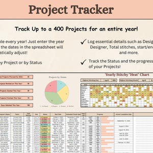 Google Sheets Cross Stitch Planner Spreadsheet With DMC Anchor ...