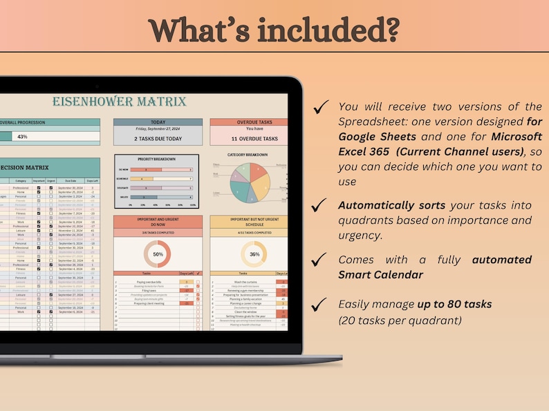 Eisenhower Matrix Excel Decision Matrix Google Sheets Task Priority ...