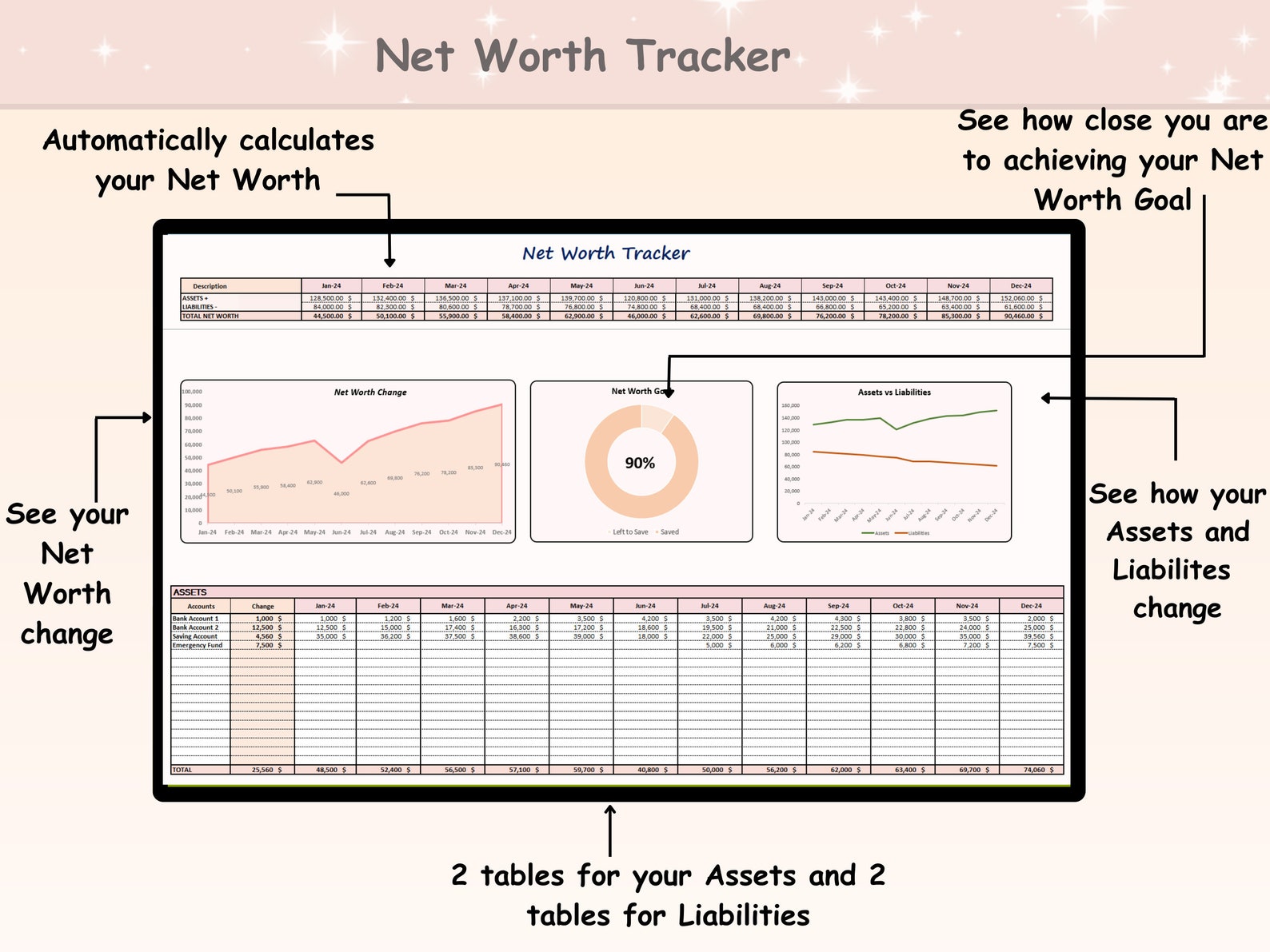 Net Worth Tracker Spreadsheet Google Sheets Net Worth Calculator Excel ...