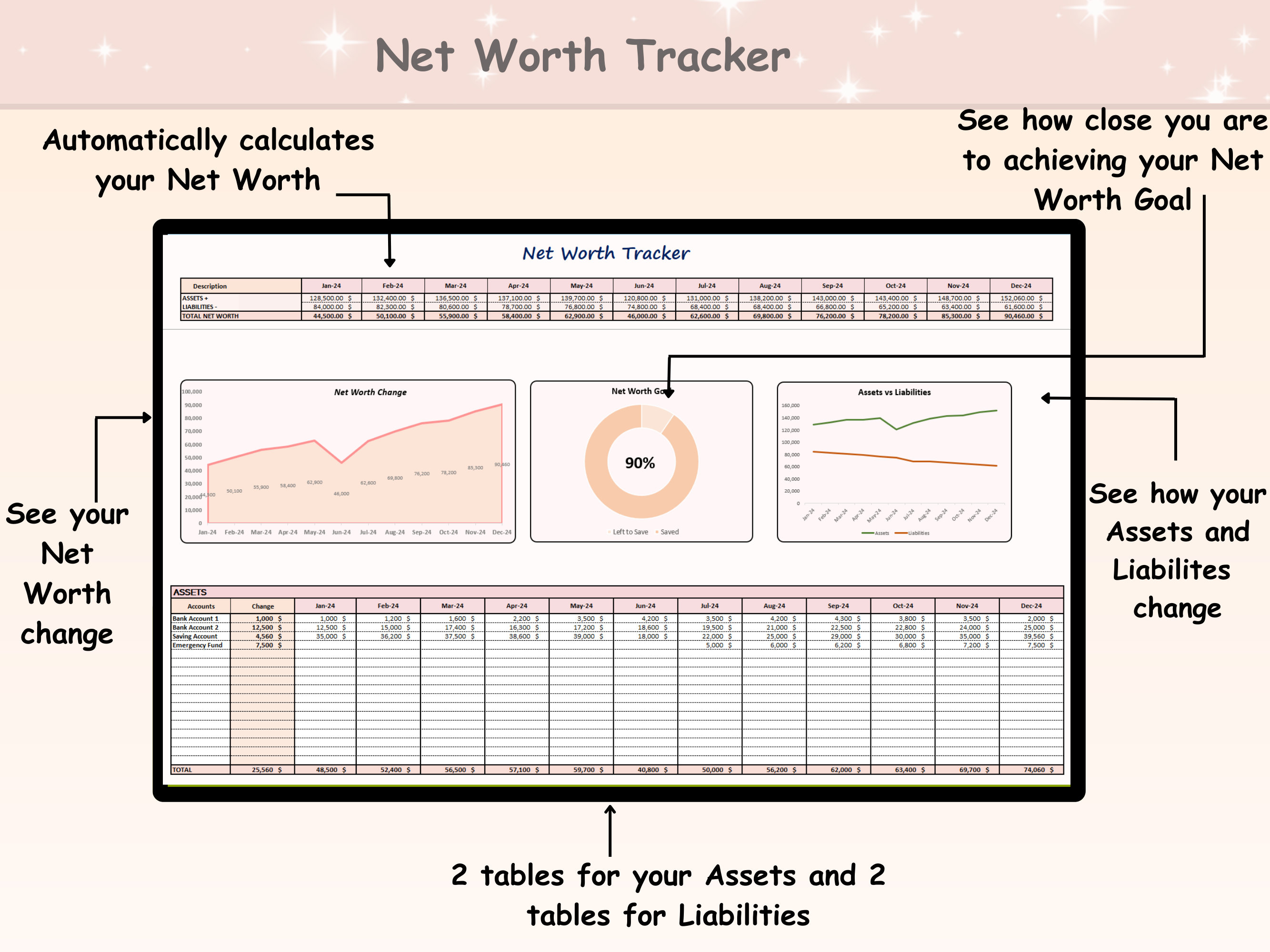 Net Worth Tracker Spreadsheet Google Sheets Net Worth Calculator Excel ...