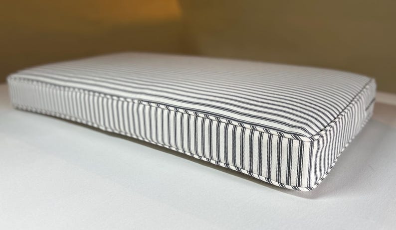 Ticking Stripe Box Bench Cushions - Made to Measure With Foam Cushion ...