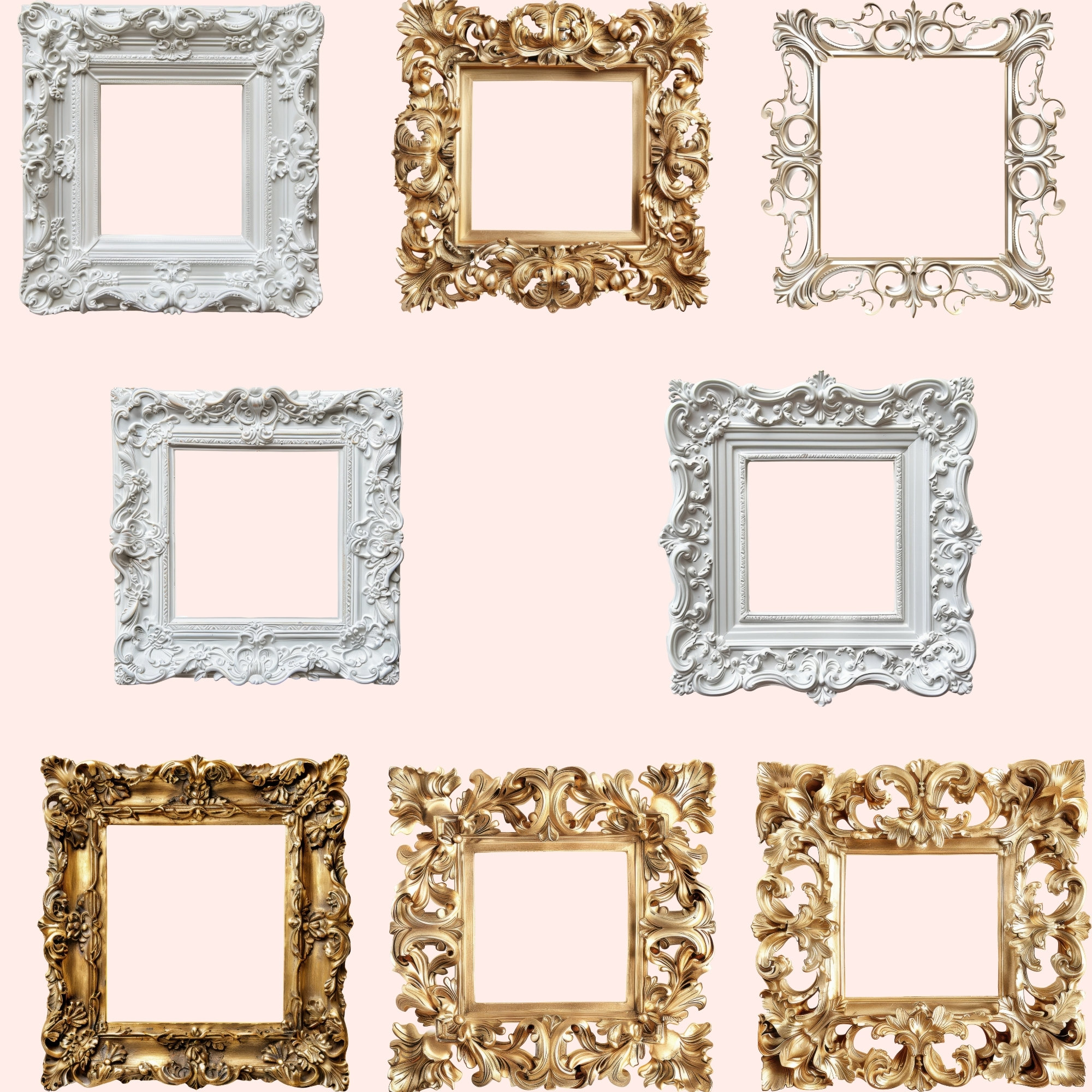 Antique Ornate Frames Digital Clipart Gold Silver Fancy Frames ...
