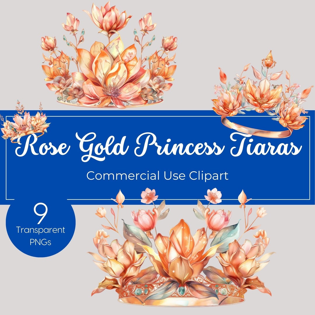 Rose Gold Floral Prince Tiara Clipart, Queen Crown Illustrations, Blush ...