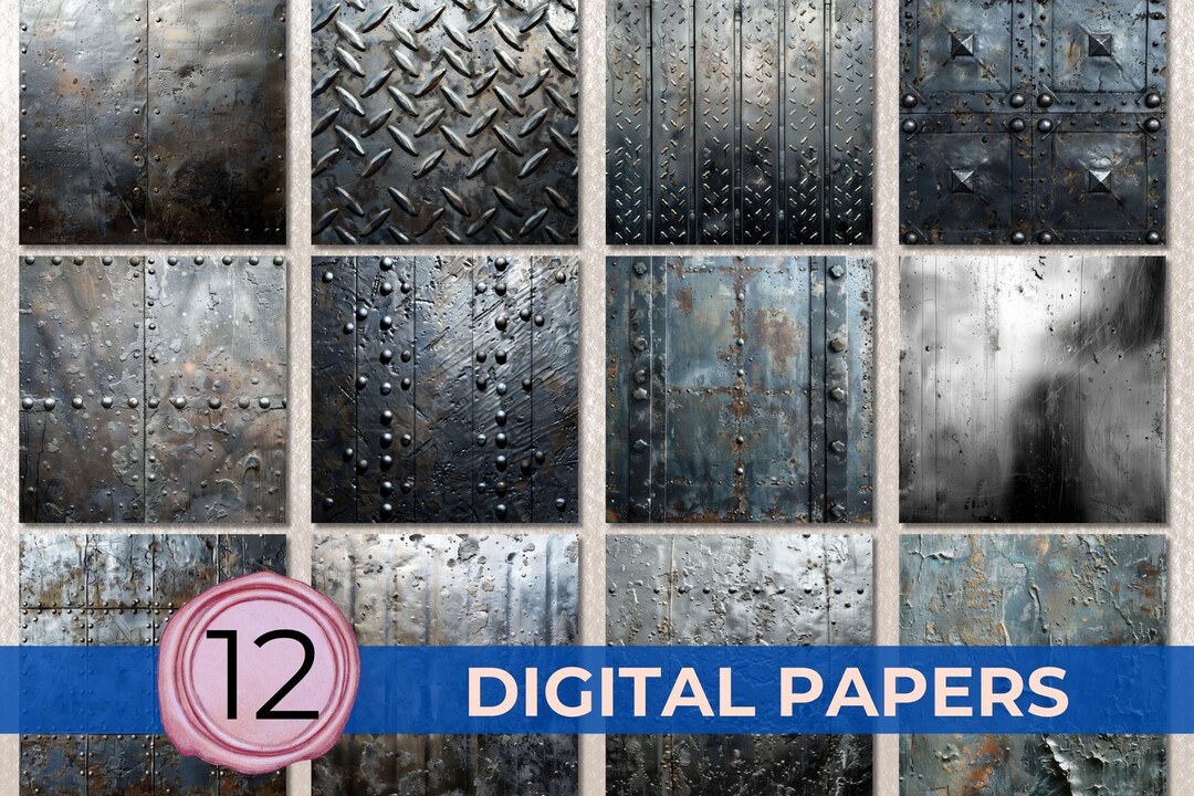 Industrial Metal Texture Digital Paper Pack 12 High-resolution Metal ...
