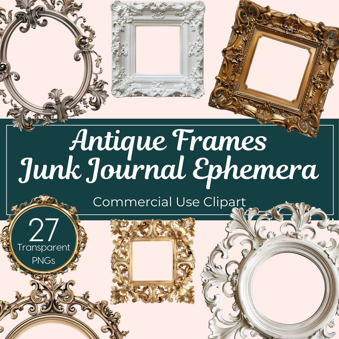 Antique Ornate Frames Digital Clipart Gold Silver Fancy Frames ...