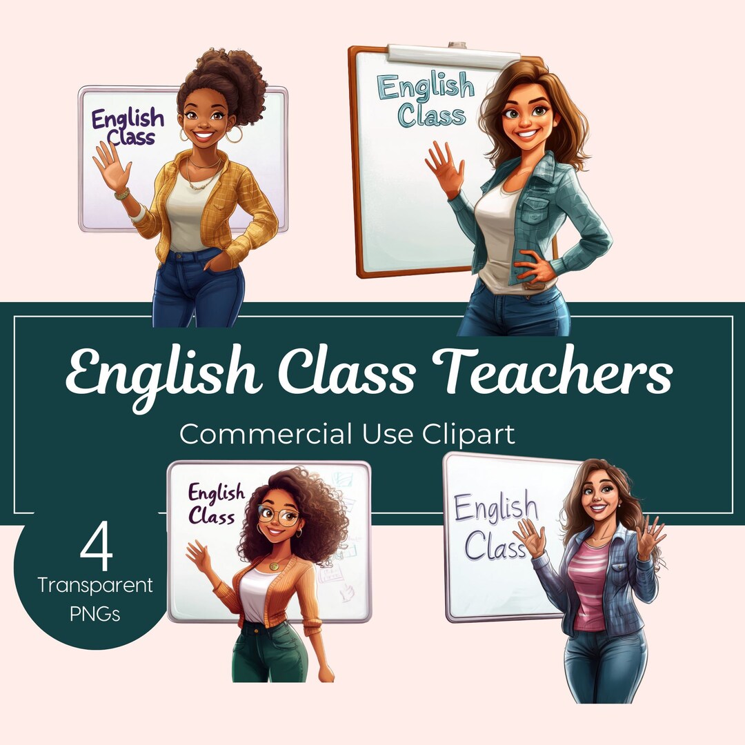 English Class Clipart Learn English PNG Teacher Digital Download ...