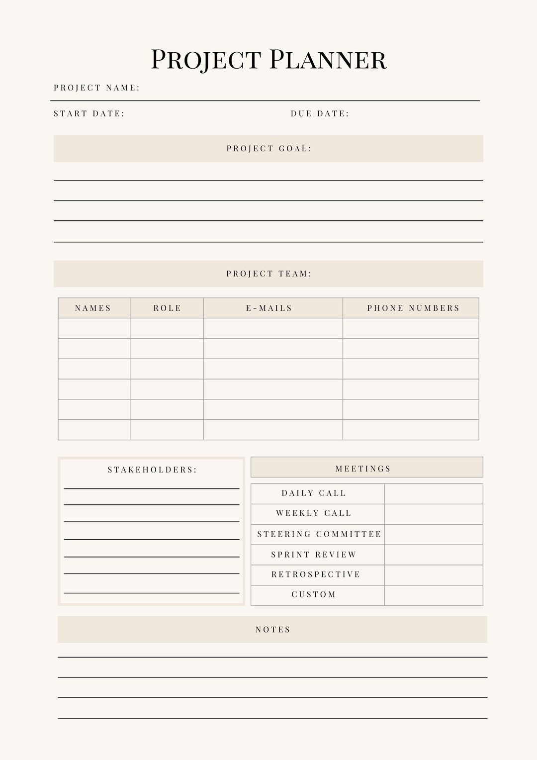 Project Manager Essentials - Project Planner - Etsy