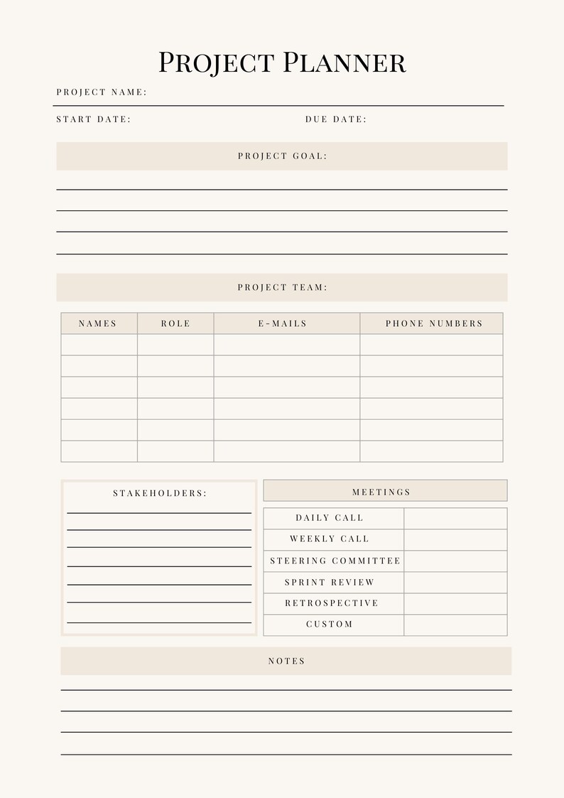 Project Manager Essentials - Project Planner - Etsy