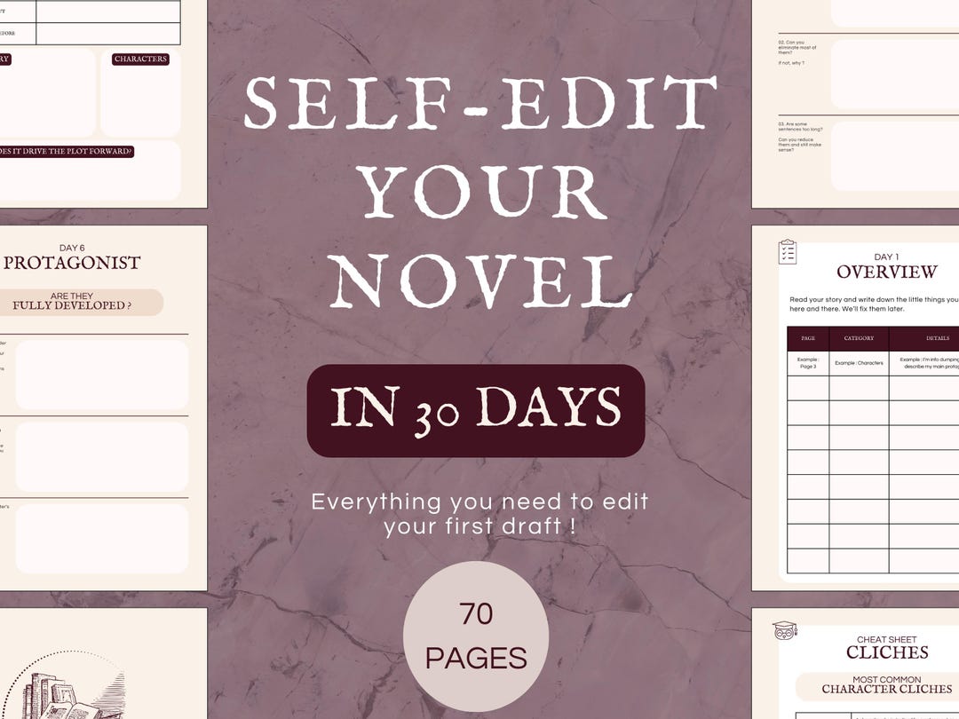 30-DAYS EDITING WORKBOOK - Self-edit Templates for Authors - Printable ...