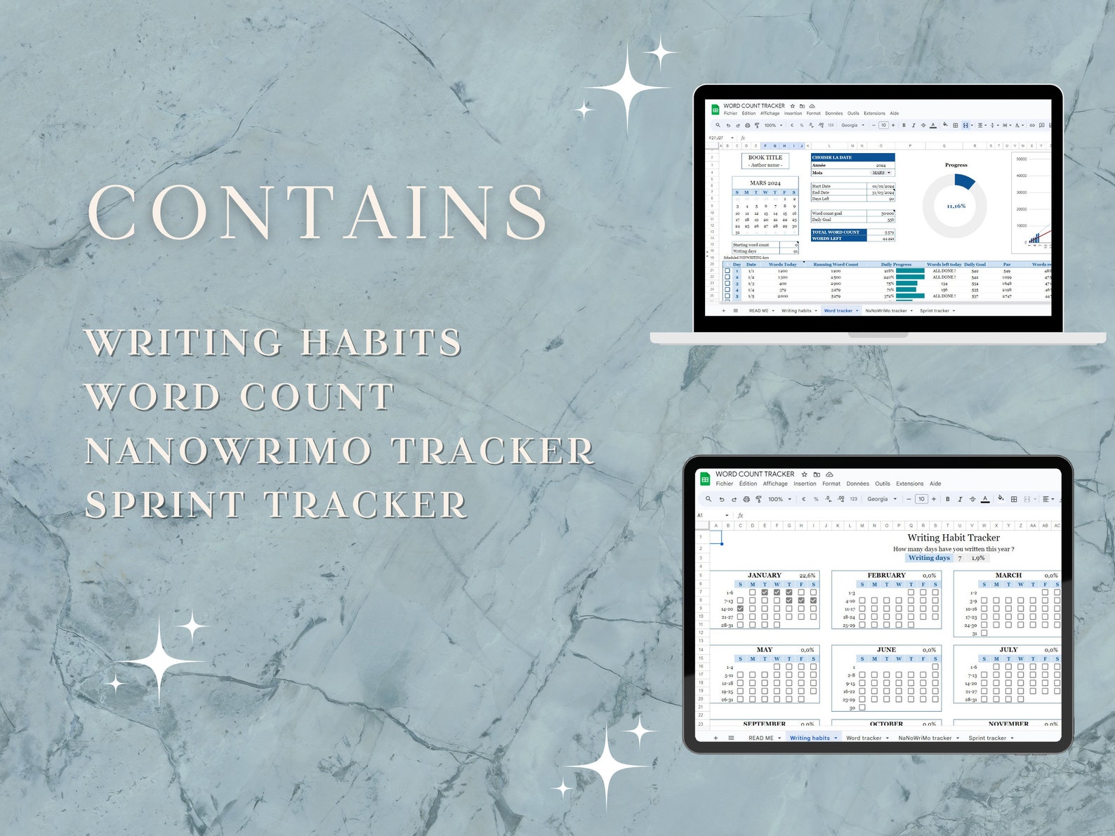 WORD COUNT TRACKER | Spreadsheet for Writers | Novel Word Count ...