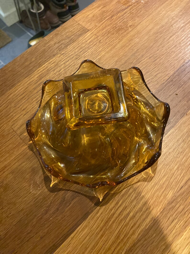 Bagley Art Deco Amber Glass Dish - Etsy